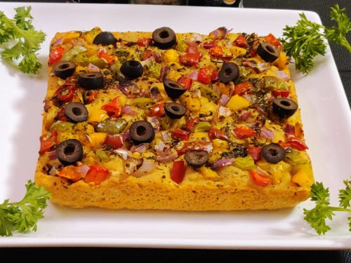 Whole Wheat Focaccia Bread Indian Recipe With Veggies